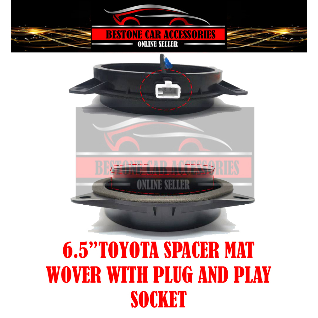 TOYOTA 6.5" Inch Speaker Spacer Cover Adapter with Plug And Play Socket ...