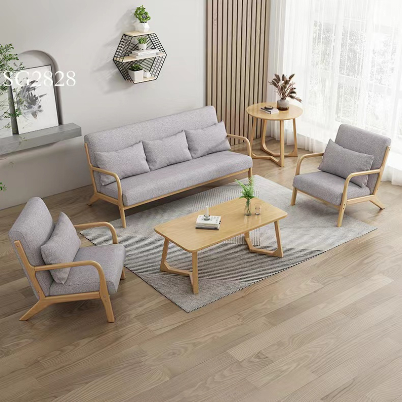 LARS Customisable Scandinavian Rubber Solid Wood Sofa Single Arm Sofa ...