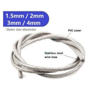 SUS 304 Wire Rope Stainless Steel 304 with Clear PVC Plastic Coat 7x7 ...