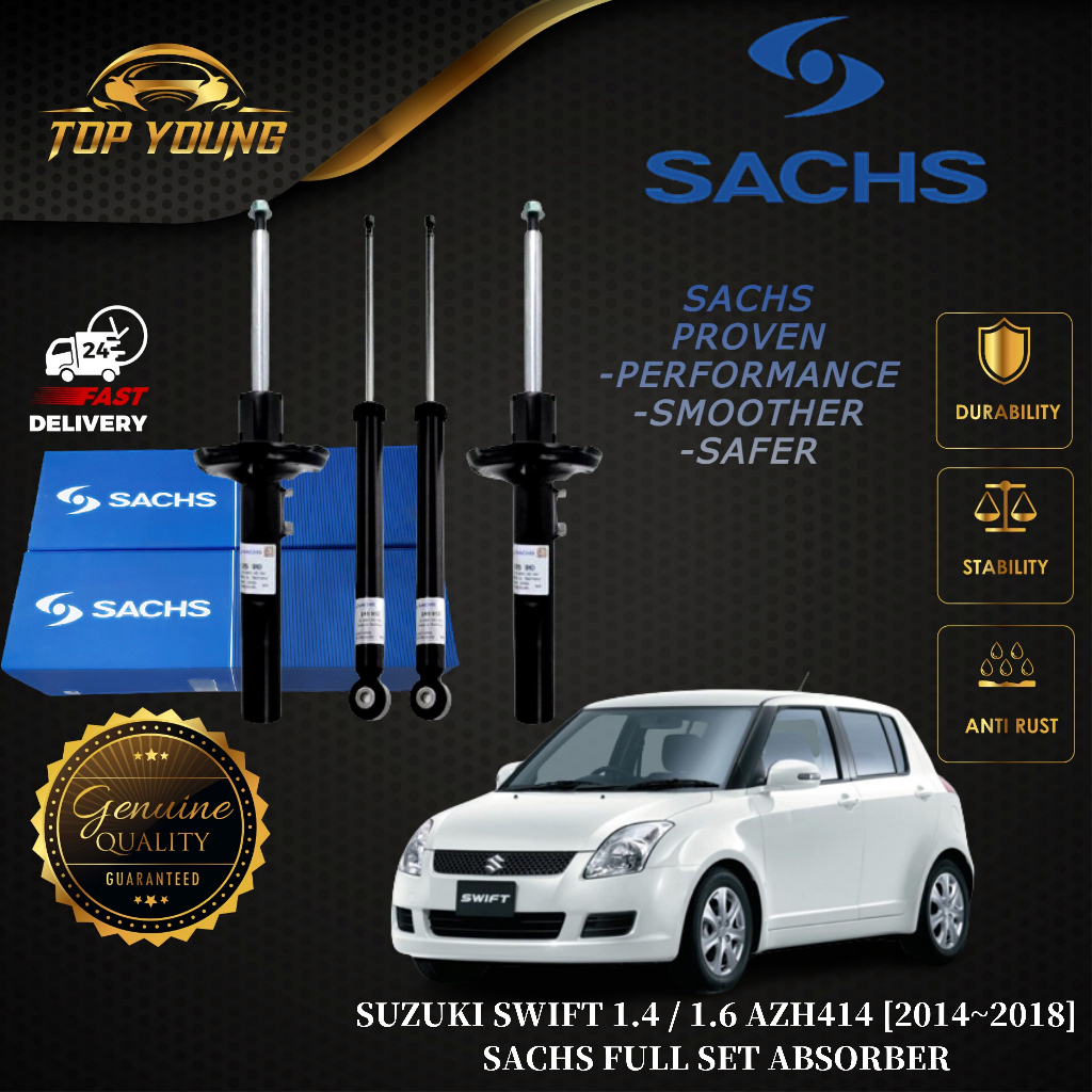 SACHS SUZUKI SWIFT 1.4 (AZH414) SHOCK ABSORBER FRONT & REAR ORIGINAL ...