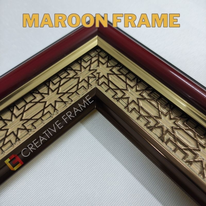 CREATIVE Photo Frame | Maroon Frame With Patterns Lining For Family & Graduation Photo [11R/12R ...