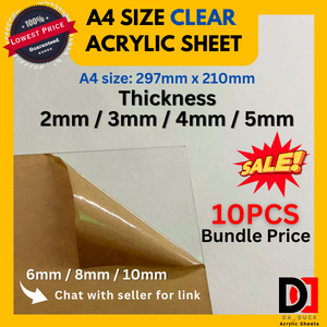 10PCS CHEAPEST PRICE A4 Clear Acrylic Sheet 2mm/3mm/4mm/5mm | Shopee ...