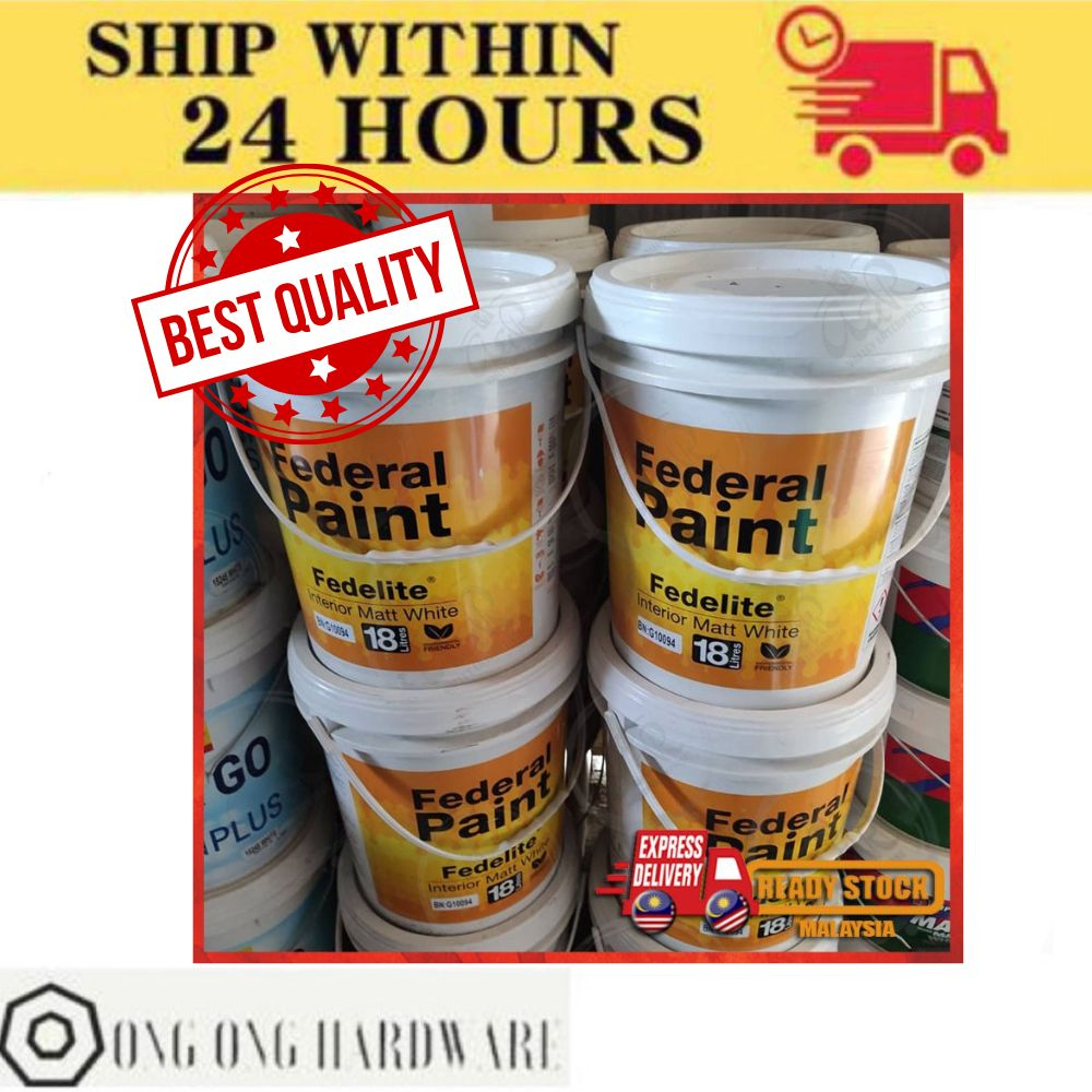 (18L) FEDERAL FEDELITE EMULSION INTERIOR WALL & CEILING PAINT (WHITE) 🔥 ...