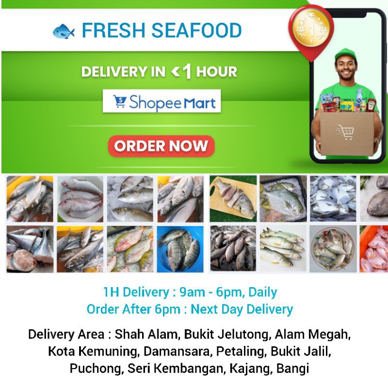 [1H Delivery] Fresh Seafood (2/2) - Terubuk/Rohu/Ketam/Senangin/Merah ...