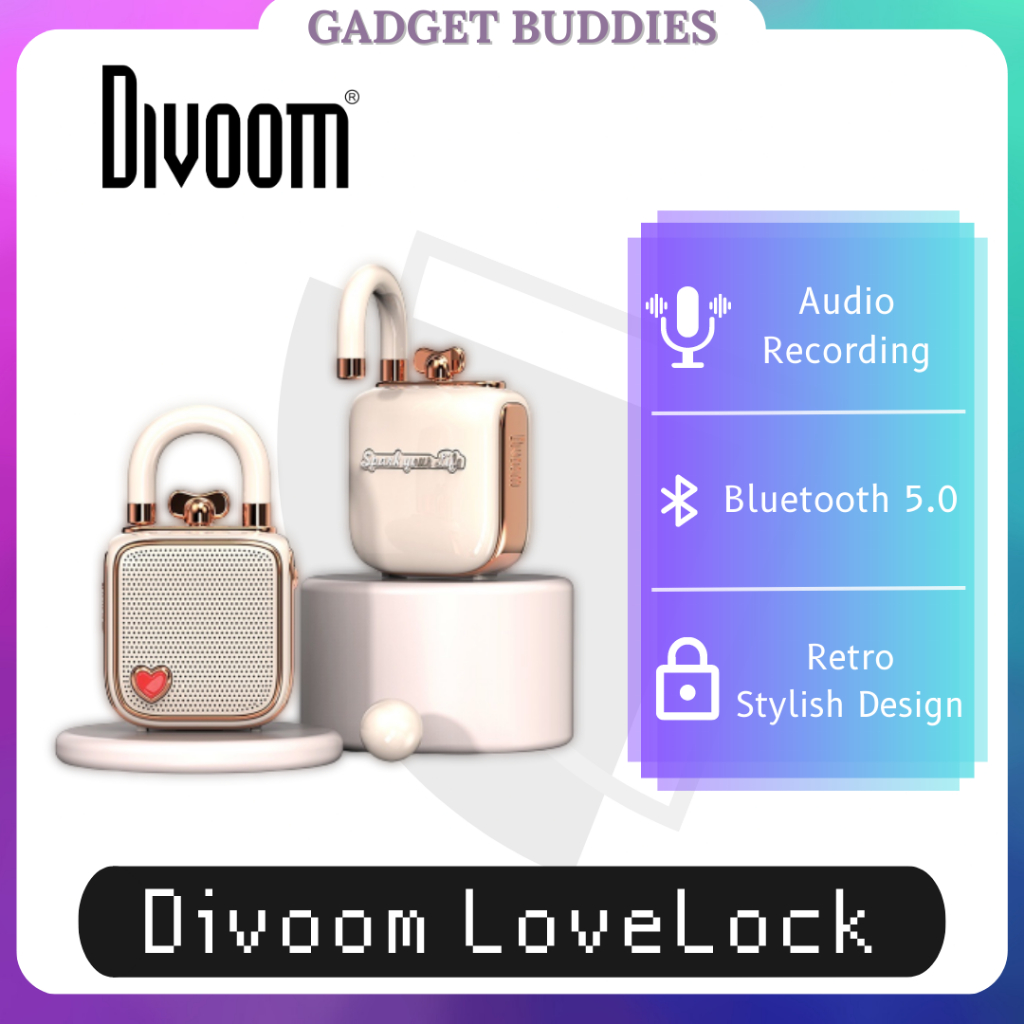 Divoom LoveLock | TWS Pairing | Hold Heart Button To Record | 5 Hour Music Playtime | Shopee ...