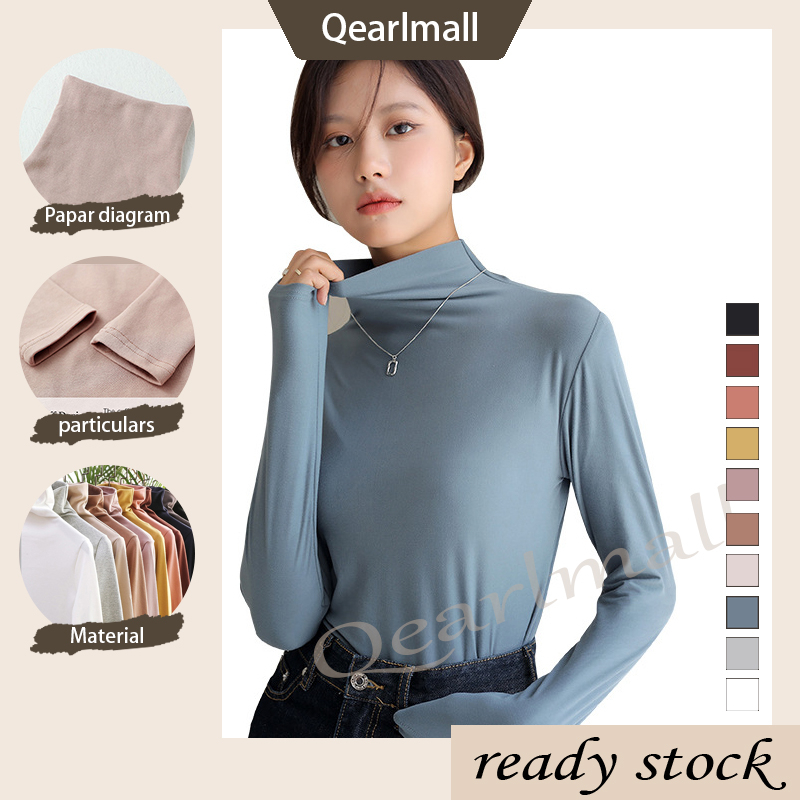 【READY STOCK】M-3XL Muslimah Women Solid color version Turtle Neck Inner ...