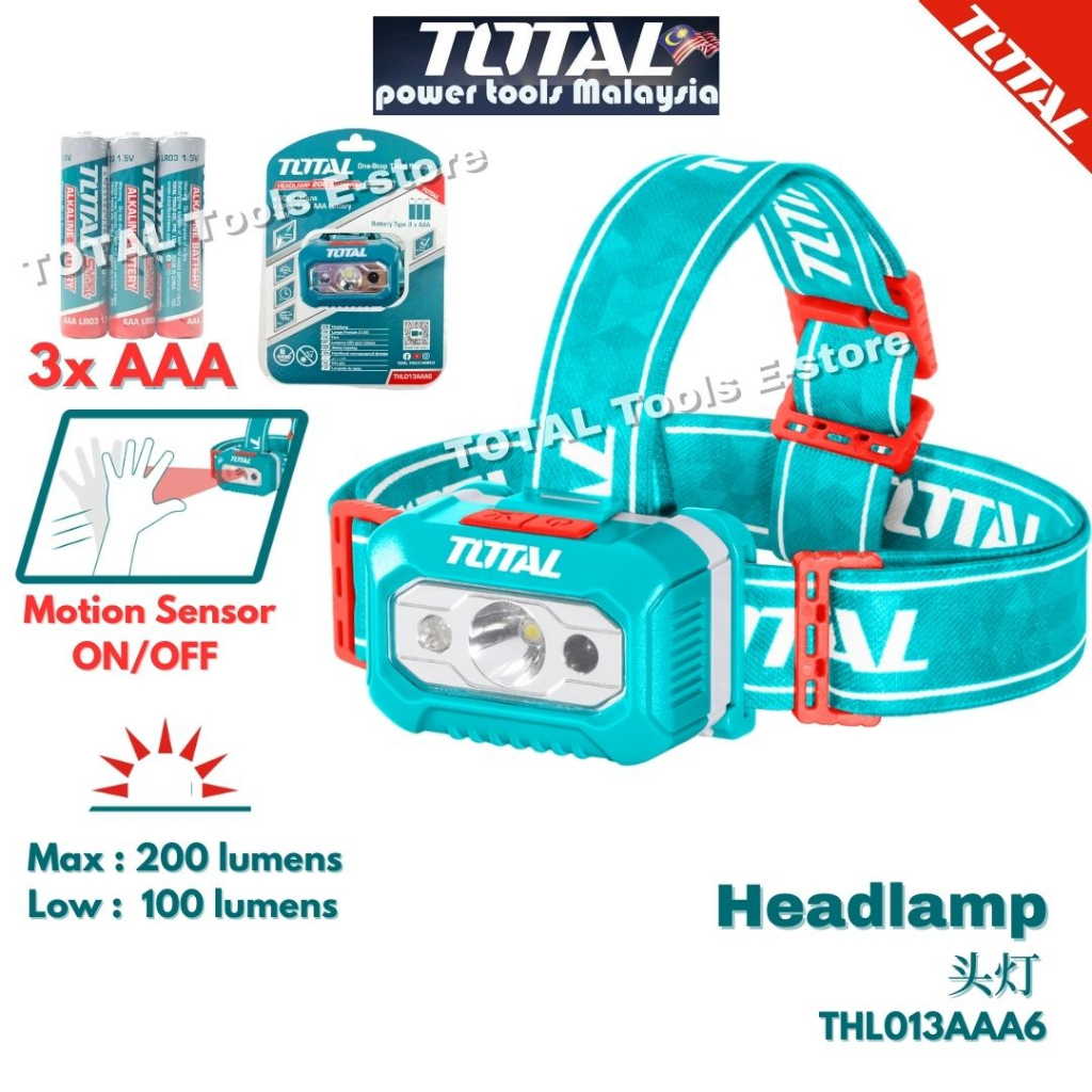 TOTAL Head Lamp / Touch light / Hands-free LED Headlamp Motion Sensor ...