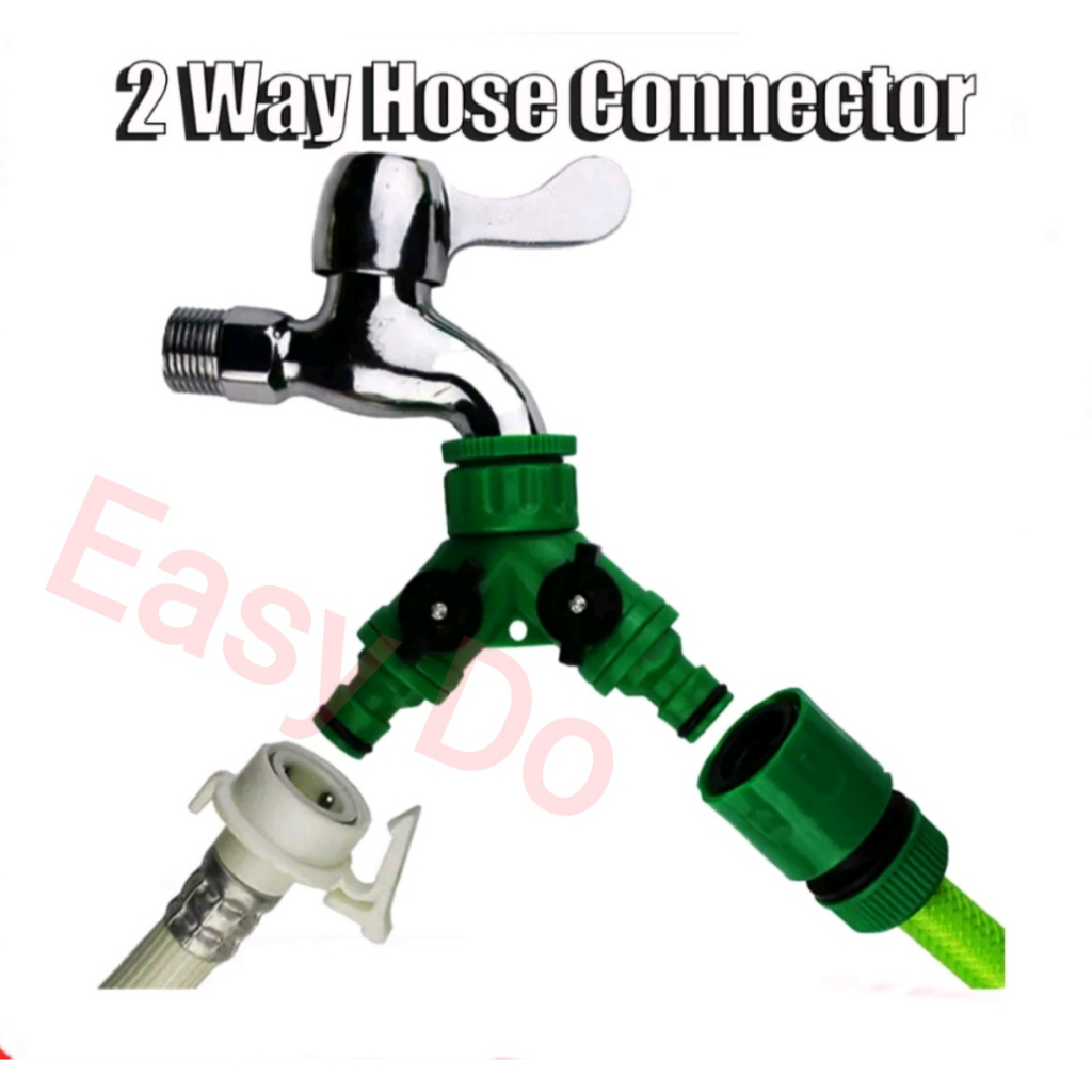 2 Way Valve Hose Pipe Connector Y-Shape Garden Tap Splitters Garden ...