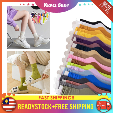 MS Ice Silk Plain Socks Cooling Stocking Summer Long Thin Women Men ...