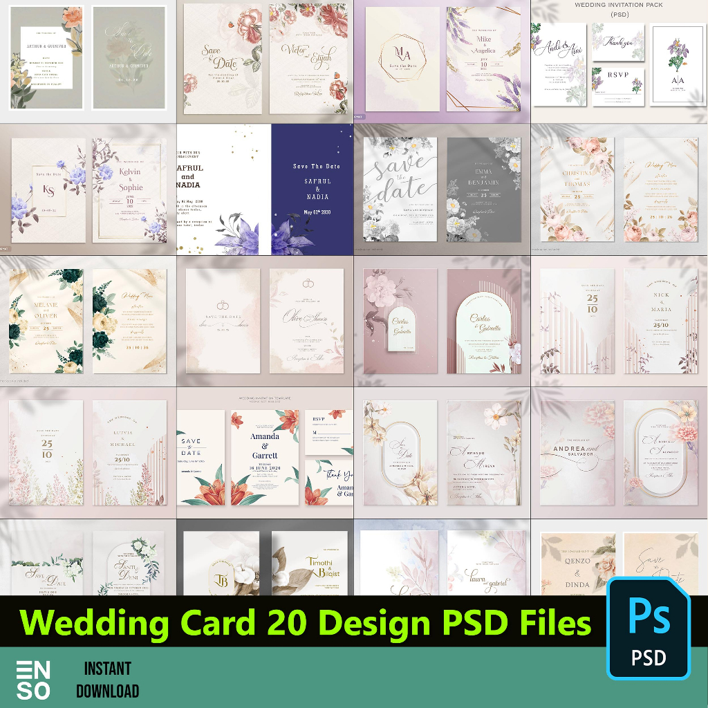 PSD Wedding Invitation Card 20 Design Editable File | Kad Kahwin ...