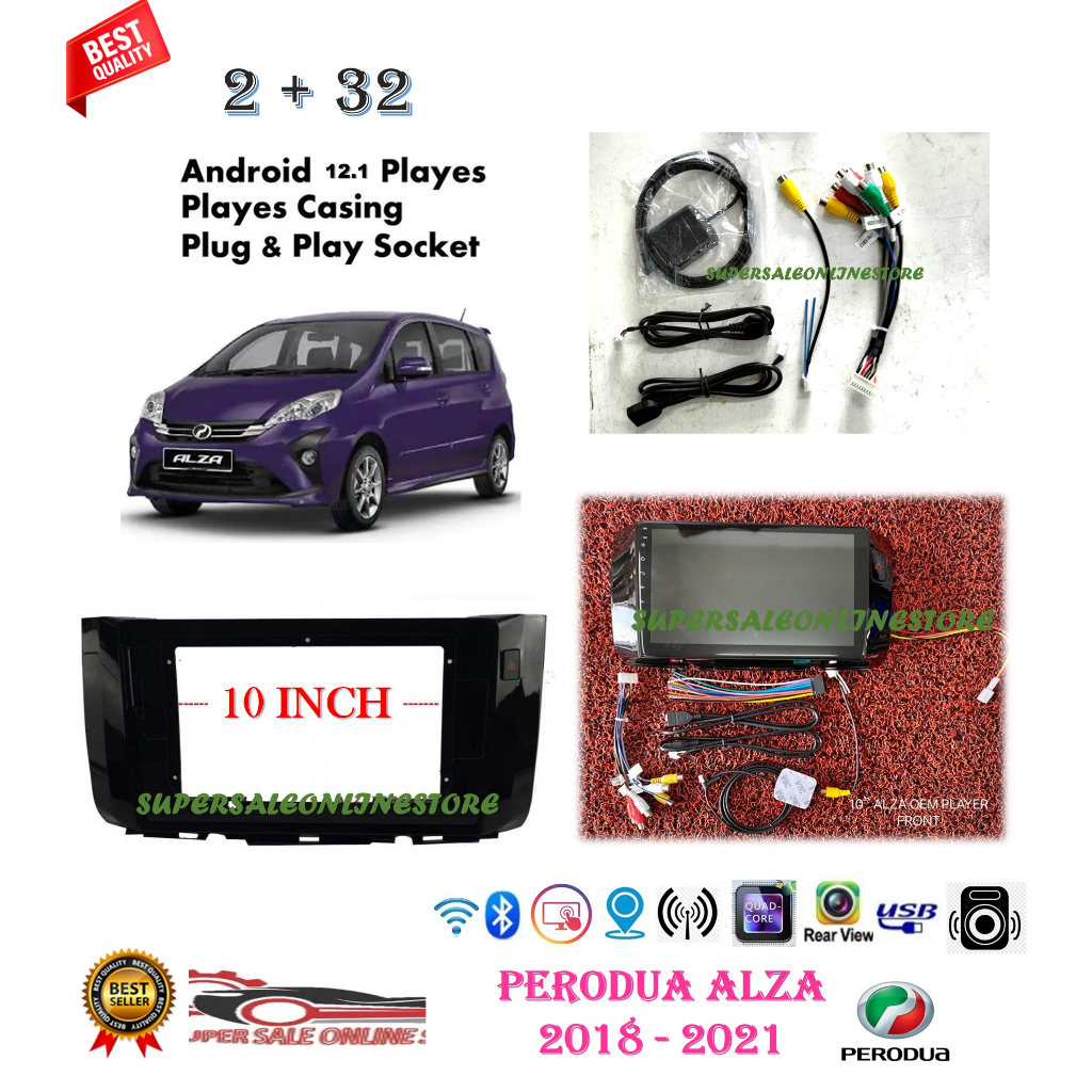 perodua Alza new 2018 - 2021 android player 10'' inch PLUG N PLAY with ...