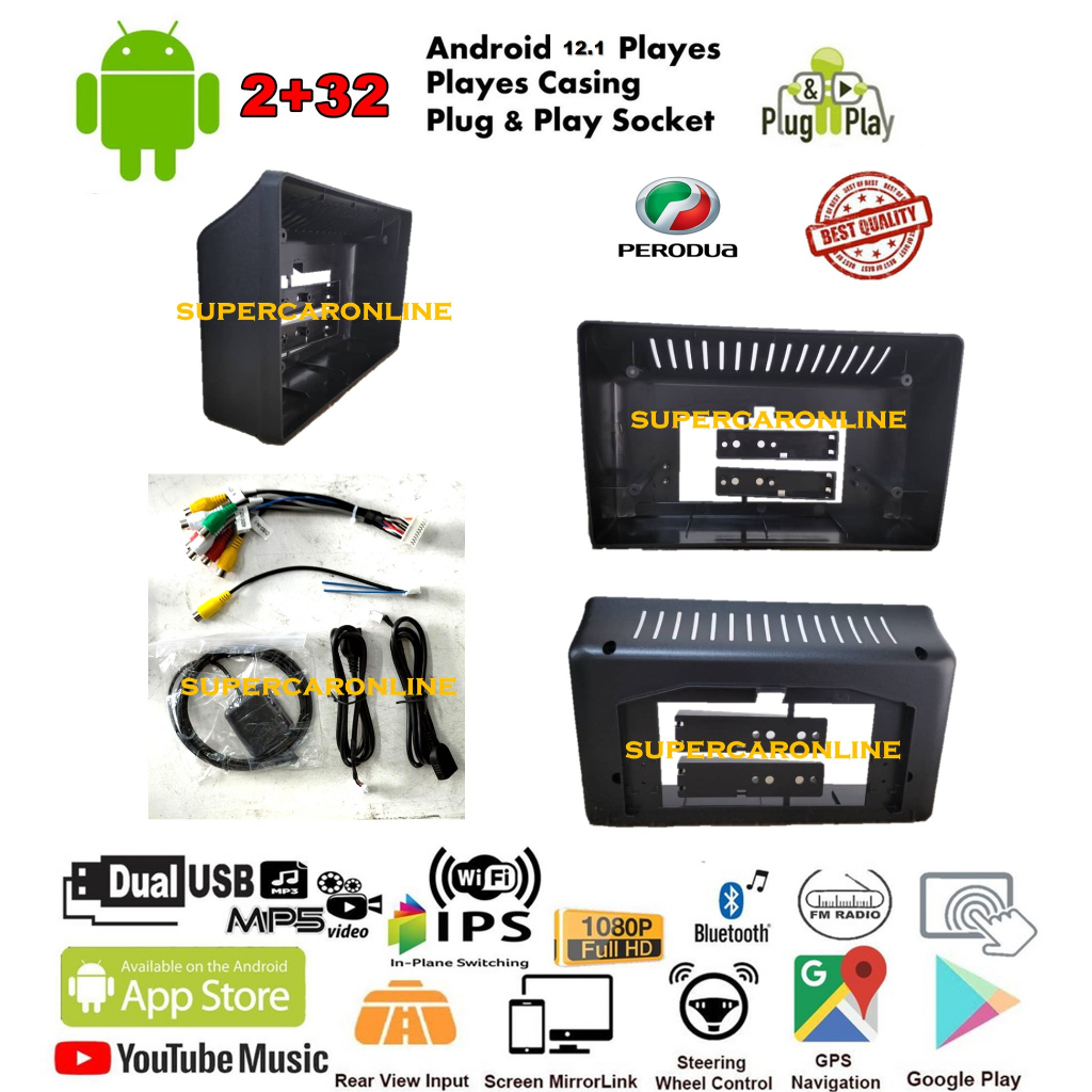 PERODUA AXIA 2023 (THICK) ANDROID PLAYER 10” INCH PLUG N PLAY WITH OEM ...