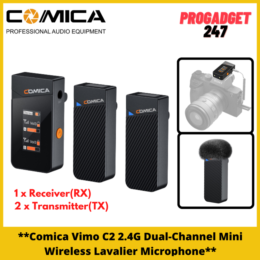 Comica Vimo C2 / C3 2.4G Dual-Channel Mini Wireless Lavalier Microphone | Shopee Malaysia