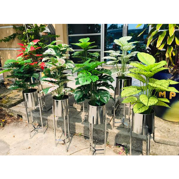 Pasu Chrome Flower Pot Rack Pasu Bunga Tinggi | Shopee Malaysia