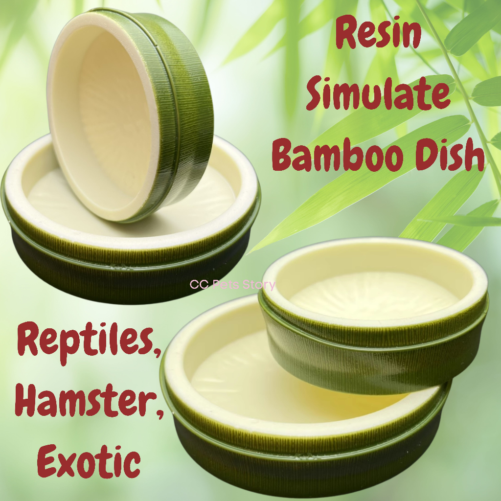 CC Pets Story Ready Stock | Simulate Resin Bamboo Feeder Food Dish Bowl ...