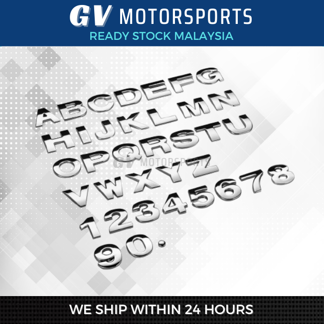 READY STOCK 1 Piece 25MM Silver Chrome Metal DIY 3D Alphabet Letter ...