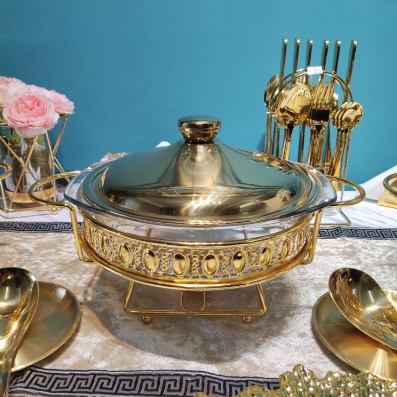 Gold Glass Buffet Tray Soup Buffet Tray Mangkuk Hidang | Shopee Malaysia