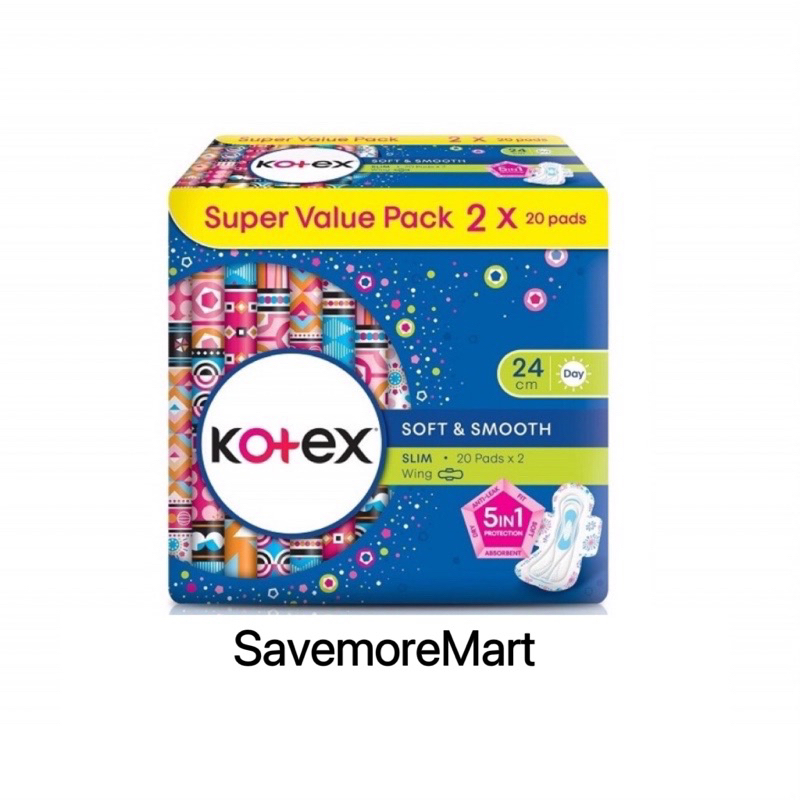 Kotex Soft&Smooth 24cm Day Slim Wing Value Pack 2 x 20’s | Shopee Malaysia