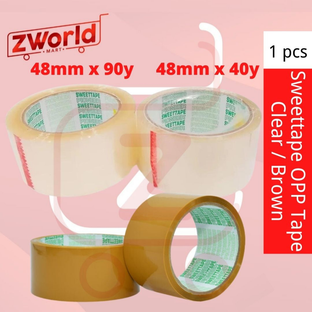 Sweettape OPP Tape (Clear / Brown) 48mm X40yd & 48mm X90y 1PCS | Shopee Malaysia