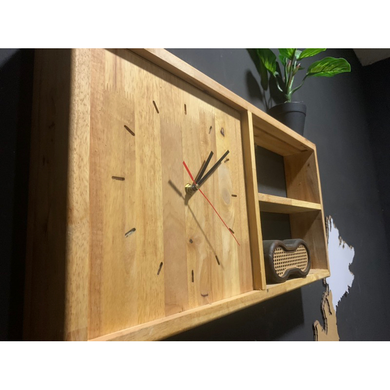 Jam kayu Wall decor (2 in 1 + Rak) | Shopee Malaysia