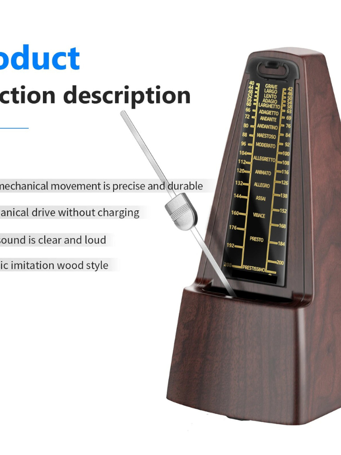 TB401 Square Wind up Mechanical Metronome Accurate Timing and Tempo for ...