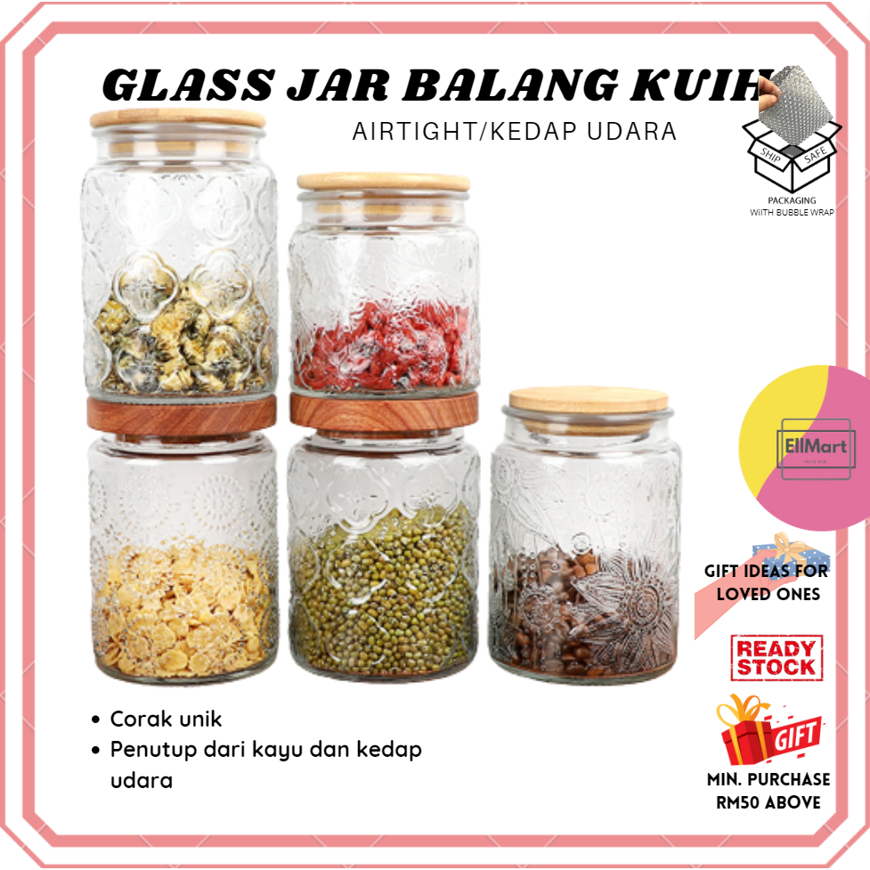 Balang Kaca Bekas Balang Biskut Kuih Raya Kedap Udara Glass Jar Food ...