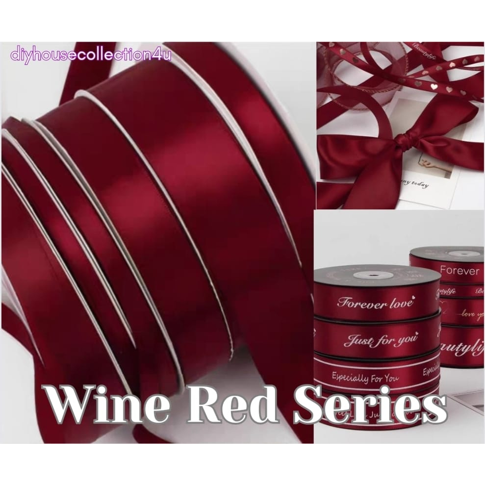(1 Meter) 1cm/2cm/2.5cm/4cm Reben Satin Wine Red DIY Decoration ...