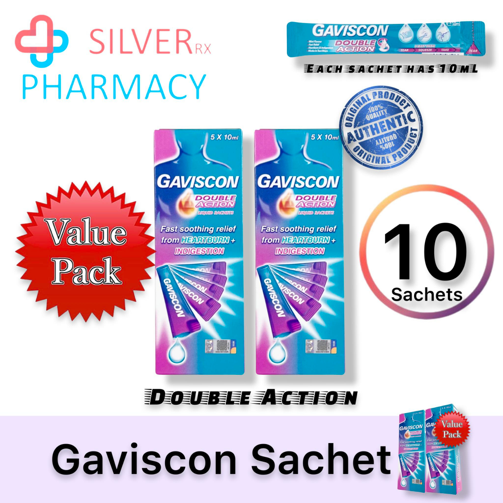 [Exp 08/2025] Gaviscon Double Action 10mL Sachet [1 Sachet/Single Box ...