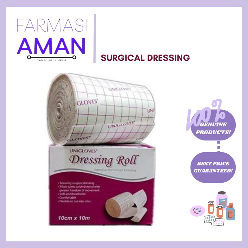 Unigloves Dressing Roll Adhesive Non-Woven Dressing 10cm x 10cm ...