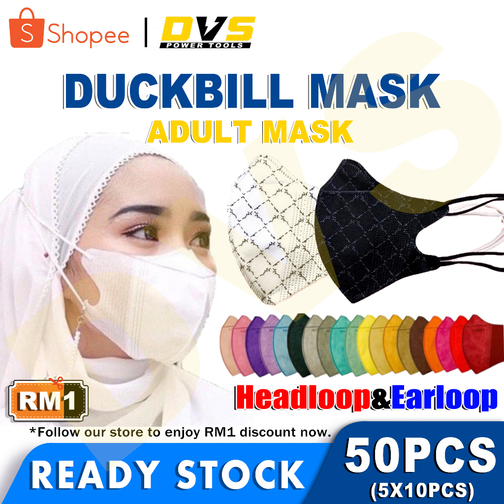 DVS【Mask duckbill murah 50pcs】Earloop&Headloop duckbill face mask 50pcs ...