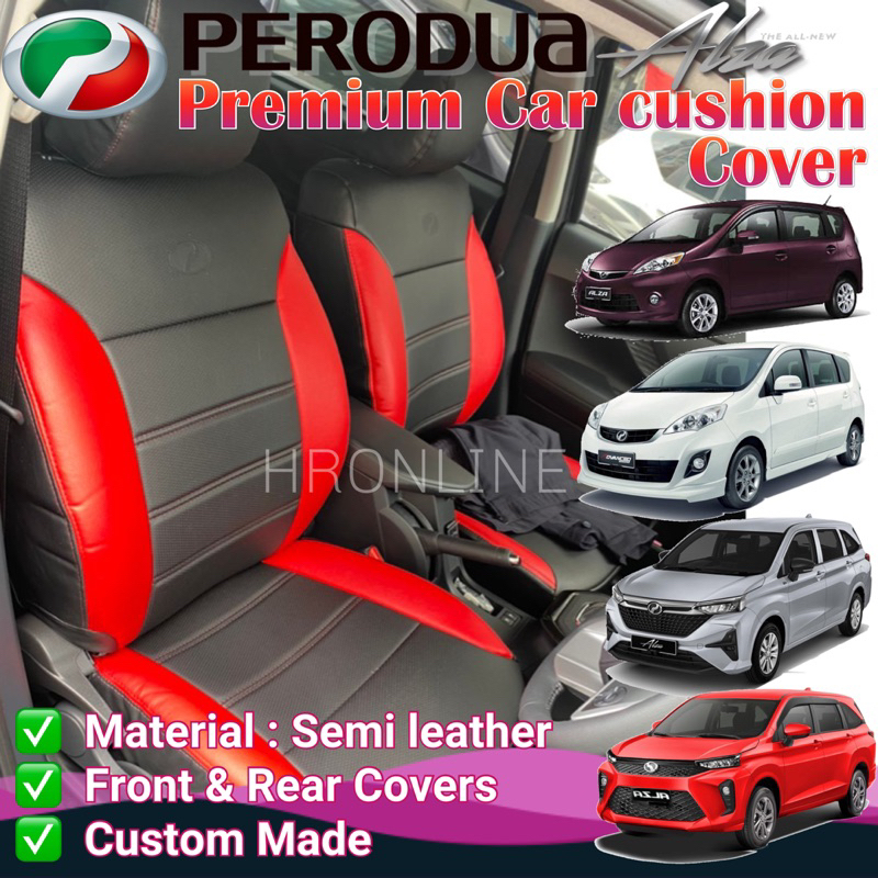 💯premium 📣Perodua Alza Red balck Semi Leather Custome Made Car Cushion ...