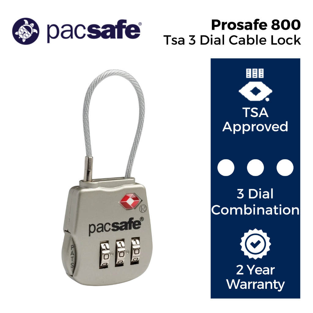 Pacsafe Prosafe 800 Travel Sentry ® approved 3 Dial Cable Lock | Shopee ...