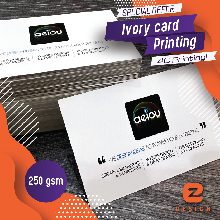 Ivory Name Card / Business Card Printing/ Print on 250gm Ivory White ...