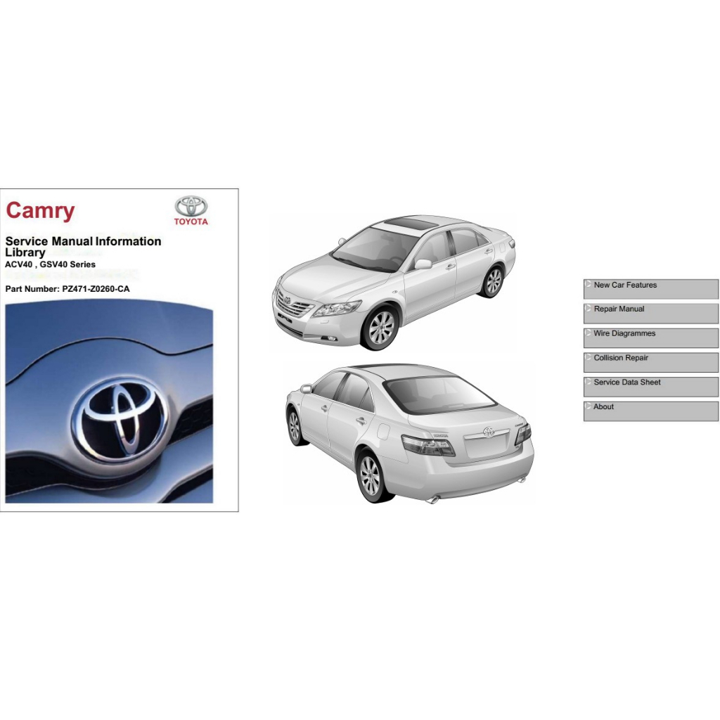 Toyota Camry XV40 ACV40 GSV40 / XV 40 ACV 40 GSV 40 2006 - 2012 Factory Workshop Repair Service ...
