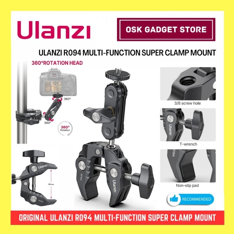 Ulanzi R094 Multi Functional Super Clamp With Double Ball Head Magic ...