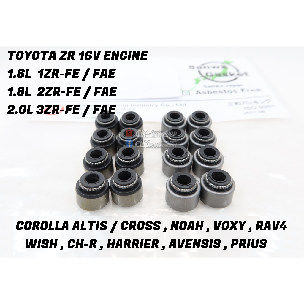 Sanwa Japan Viton Valve Seal - TOYOTA 1.6 1ZR 1.8 2ZR 2.0 3ZR 16V Corolla Altis Cross Wish ...