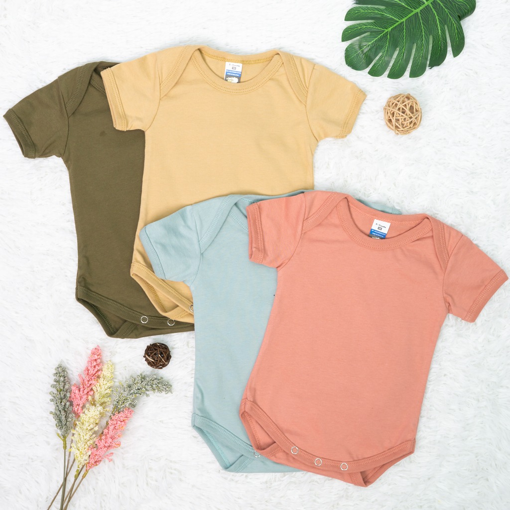 Happybiri Plain Bodysuit 100% Cotton Newborn Baby Infant Rompers 0-24 ...