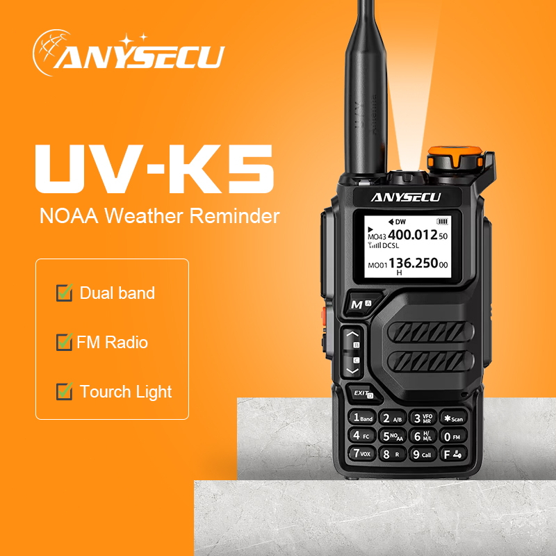 Anysecu UV-K5 50-600MHz 200Ch 5W Air Band Walkie Talkie UHF VHF DTMF FM Scrambler NOAA Wireless ...