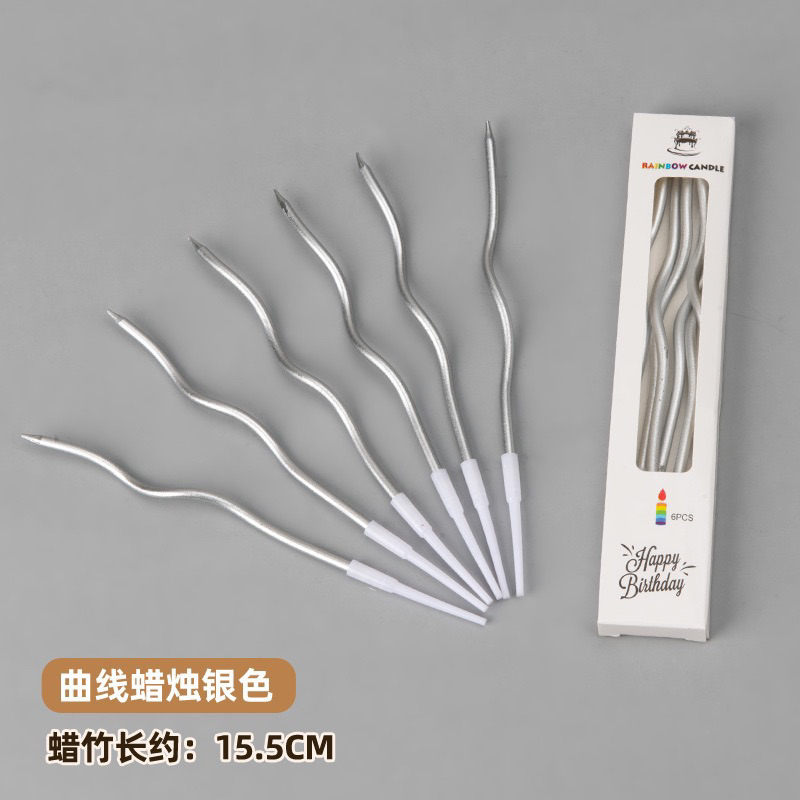 [Ready Stock]•METALLIC TWISTED CURLY CANDLE•CHROME SPIRAL SPECIAL CURLY ...