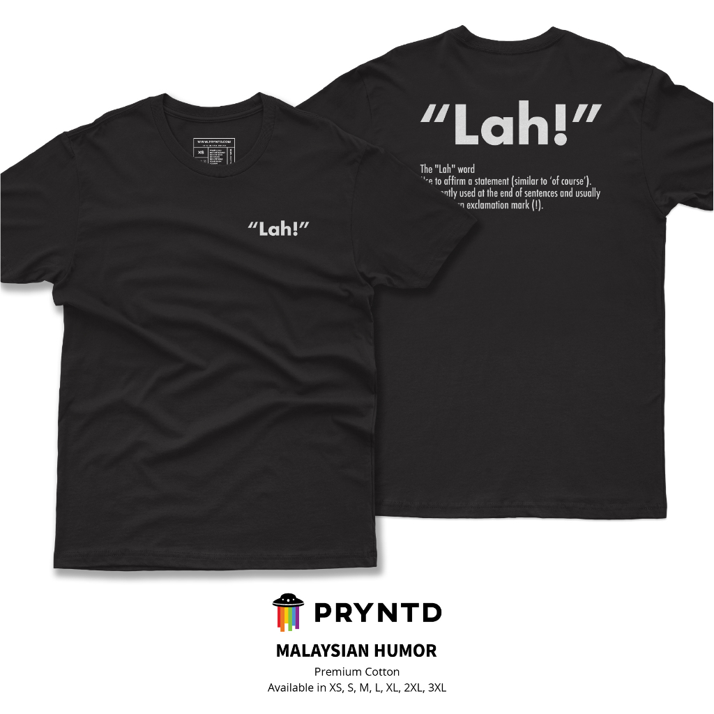 [ PRYNTD ] UNISEX - LAH - PREMIUM COTTON T-SHIRT - BLACK - MALAYSIAN ...