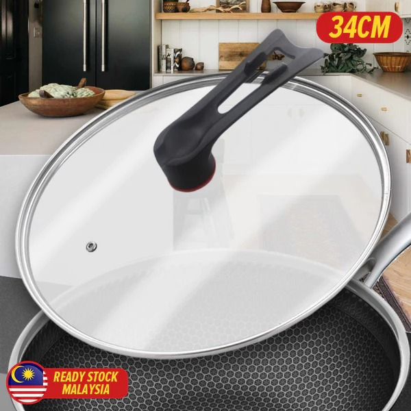 Tollo_regina [ 34CM ] Kitchen Glass Wok Lid Cover / Penutup Periuk ...
