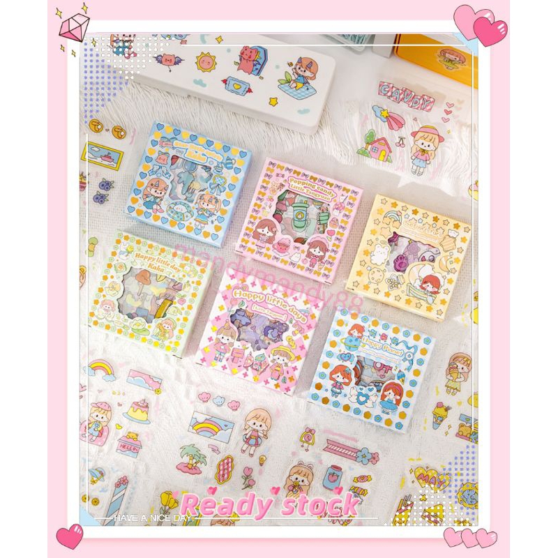 (Ready stock)100 Sheets Cute Girl Journal Sticker Gift Box PET Kawaii ...
