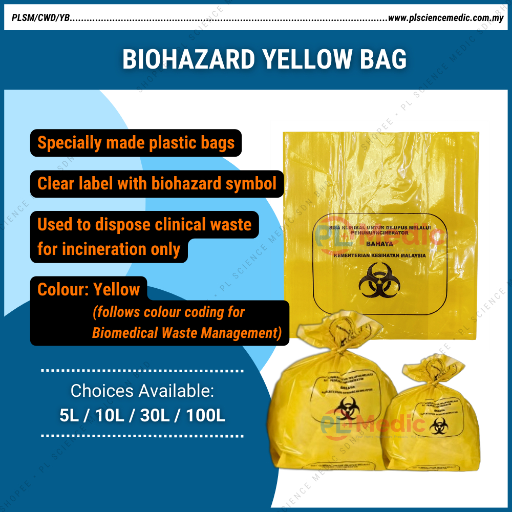 Biohazard Plastic Bags (5L/10L/30L/100L) - Yellow Biohazard Bag for ...