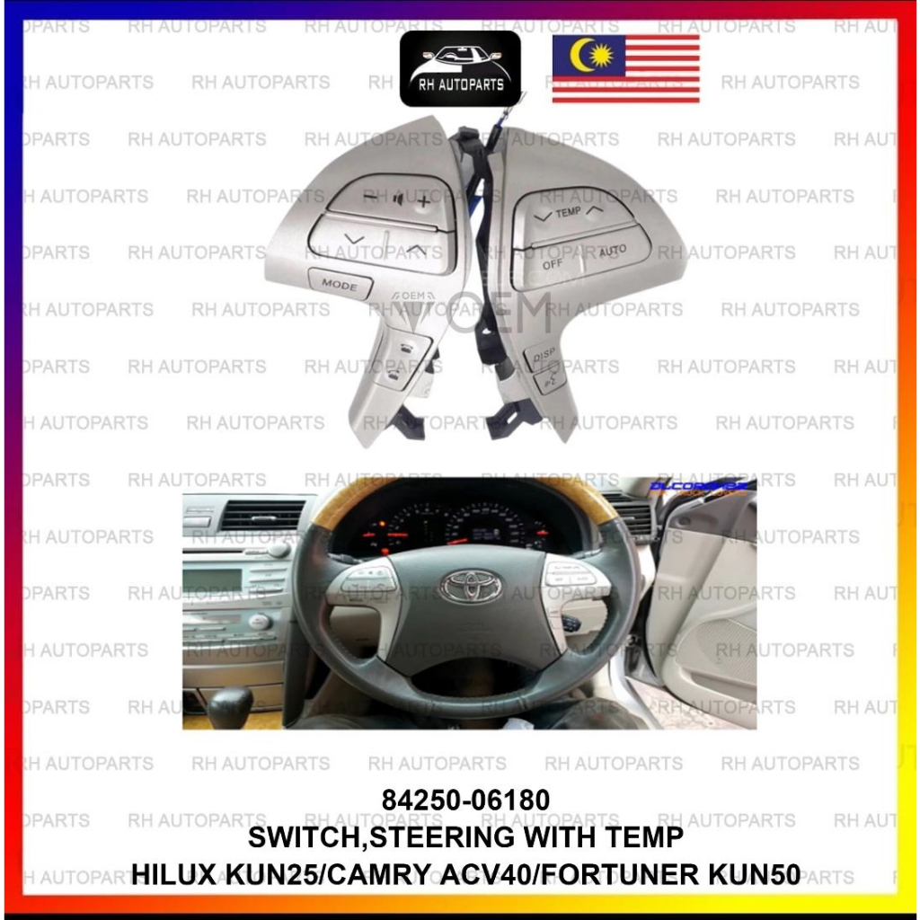 ORIGINAL TOYOTA SWITCH,STEERING BUTTON WITH TEMP/NO TEMP FOR TOYOTA ...