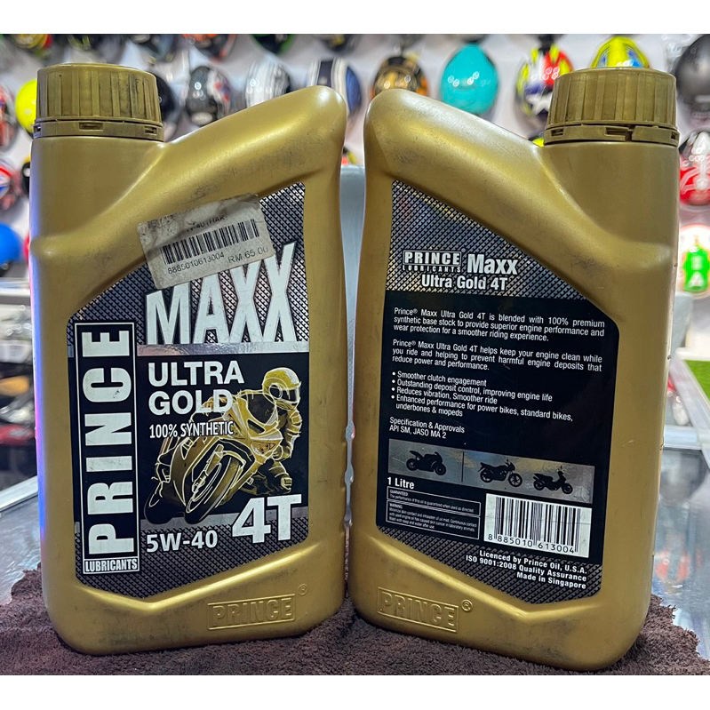 CLEAR STOCK -PRINCE MAXX 100% SYNTHETIC 5W40 ULTRA GOLD 4T ENGINE OIL ...