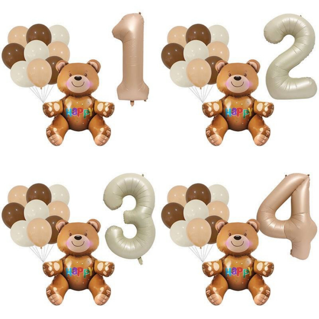 INS Teddy Bear Foil Balloon Party Decoration Set Balloons Baby Shower ...