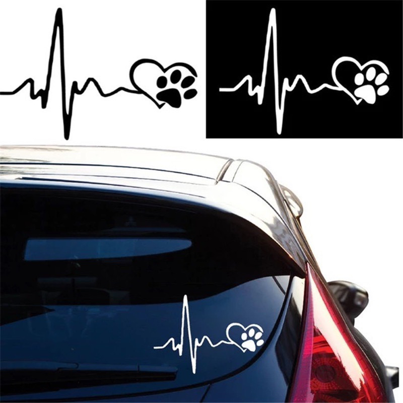 car sticker line heart beat cat footprint sticker windscreen car body ...