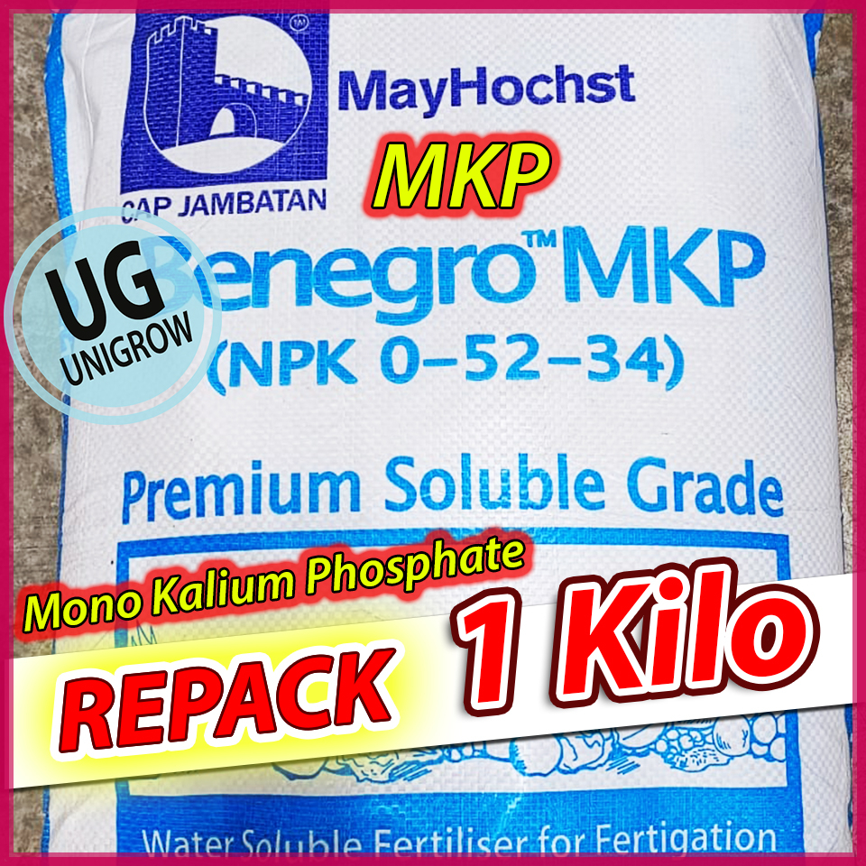 (1kg) Repack Baja Benegro MKP Monopotassium Phosphate (NPK 0:52:34) Water Soluble Fertilizer ...