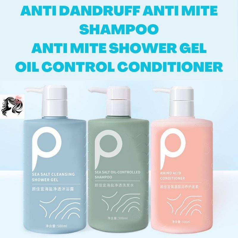 500ml shampoo sea salt anti mite anti dandruff anti itch smooth shower gel amino acids ...