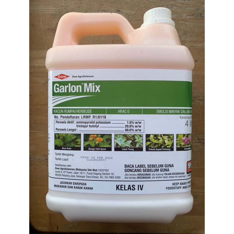 Garlon Mix 4L 1.6% Racun Rumput/ Herbicide/ 除草剂（杀树药水）(Racun Rumput) 100 ...
